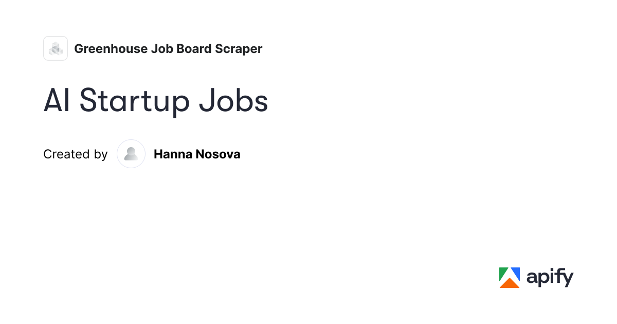 AI Startup Jobs · Apify