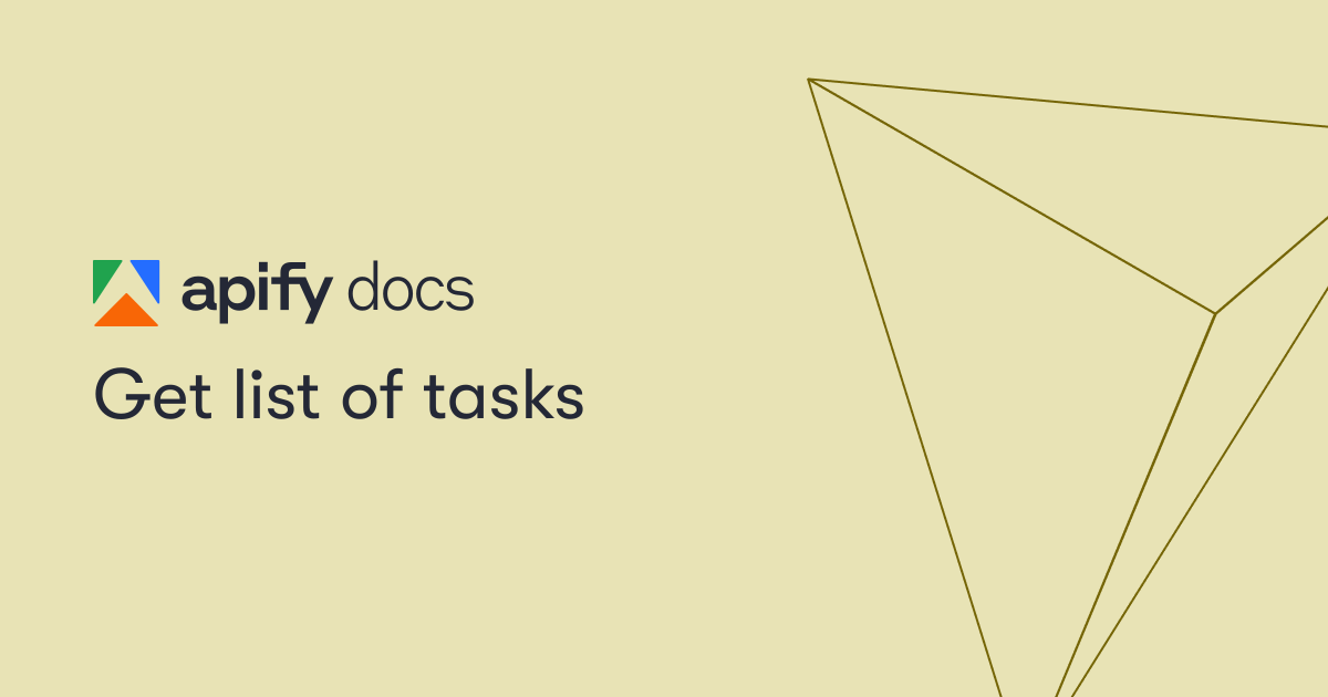 Get list of tasks | Apify Documentation
