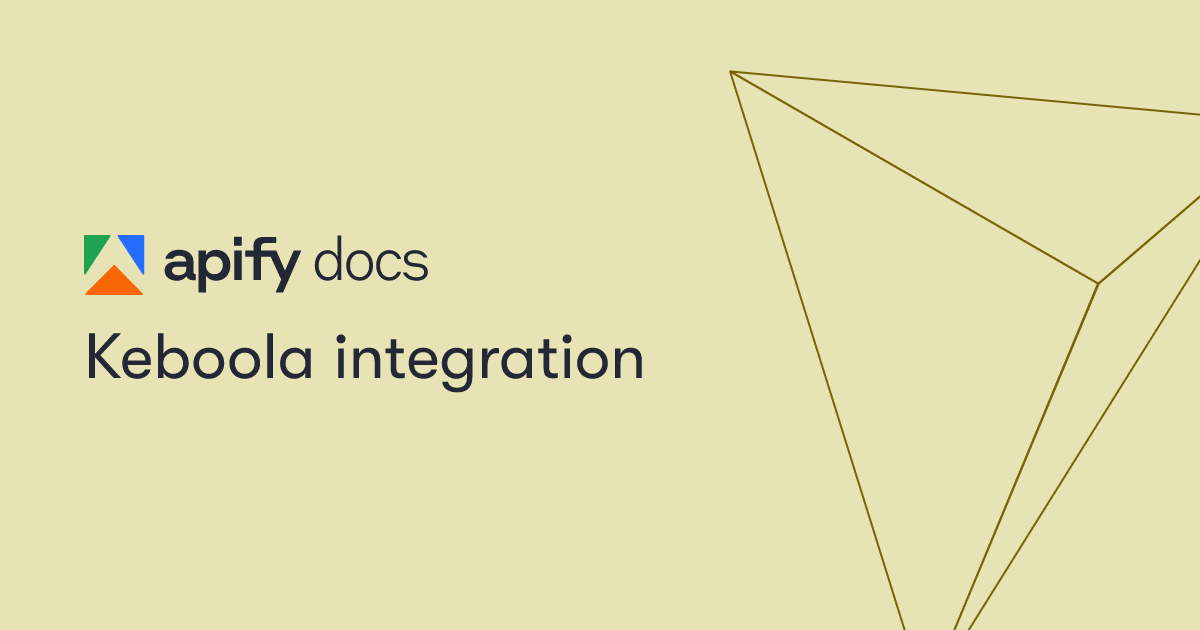 Keboola integration | Platform | Apify Documentation