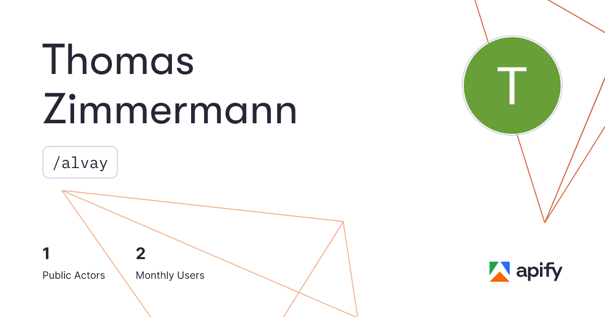 Thomas Zimmermann (alvay) · Apify
