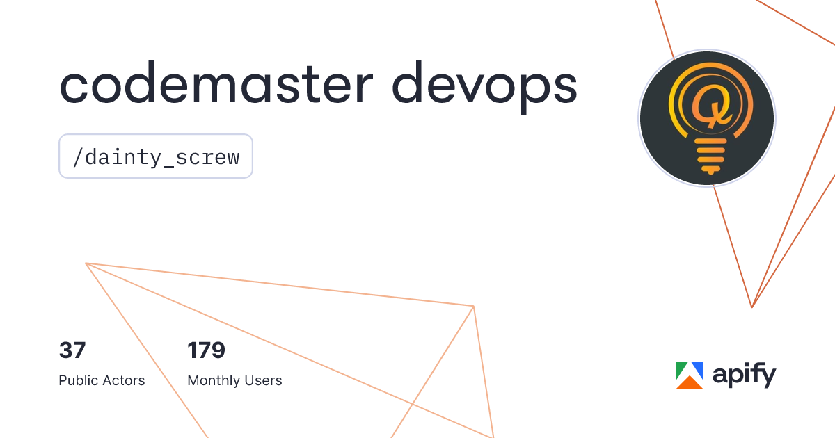 codemaster devops (dainty_screw) · Apify