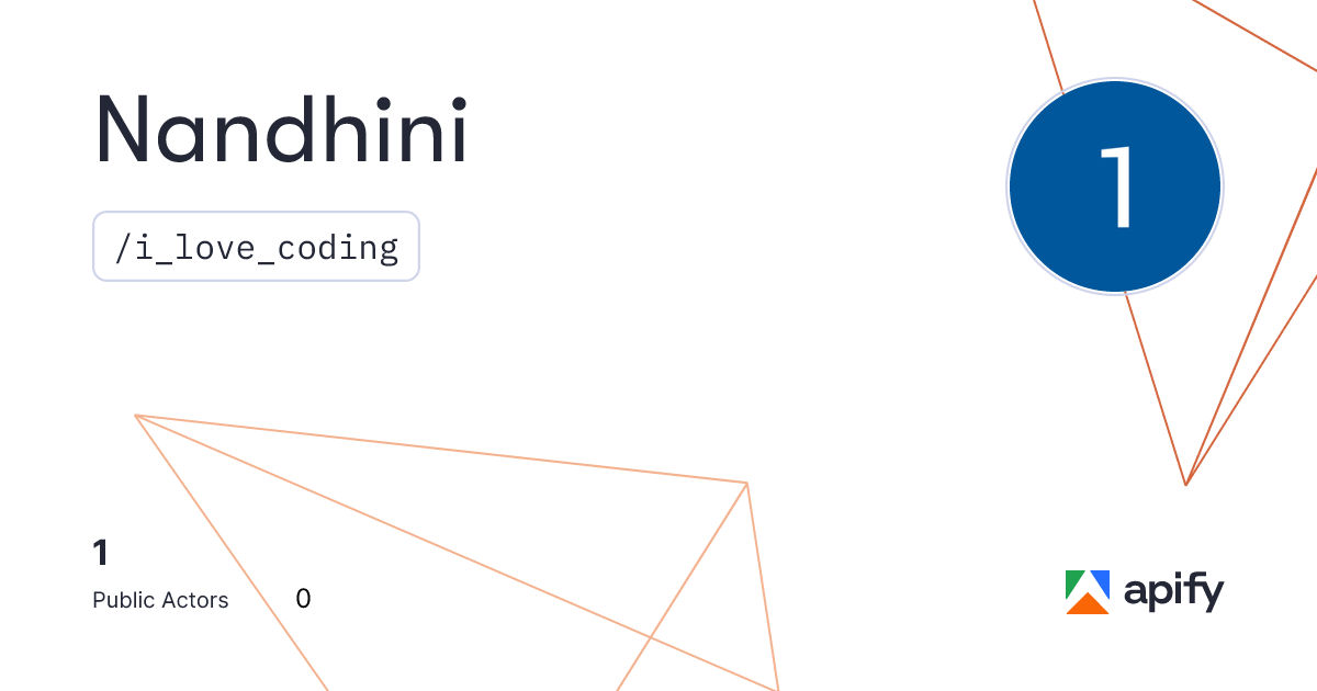 Nandhini (i_love_coding) · Apify