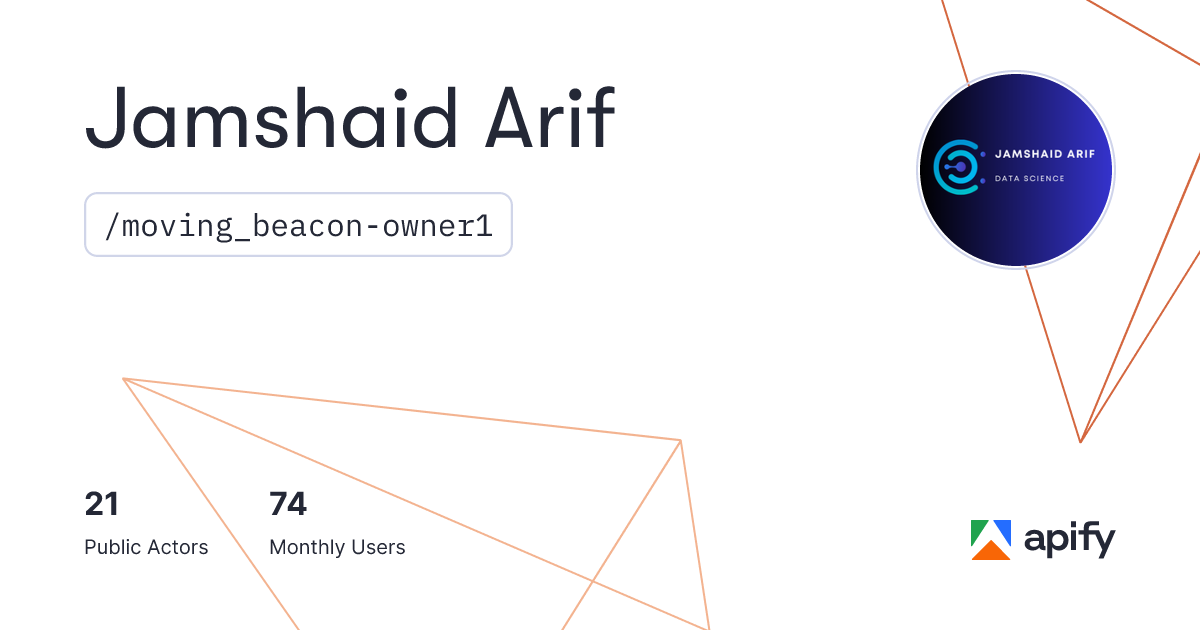 Jamshaid Arif (moving_beacon-owner1) · Apify