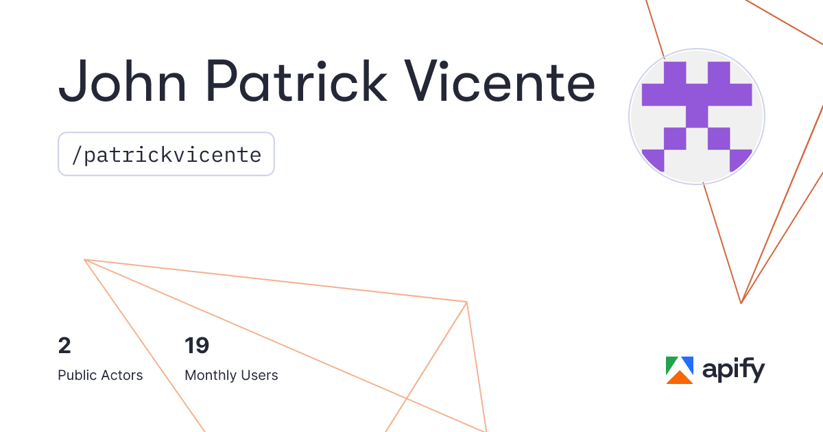 John Patrick Vicente (patrickvicente) · Apify