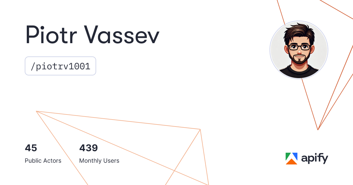 Piotr Vassev (piotrv1001) · Apify