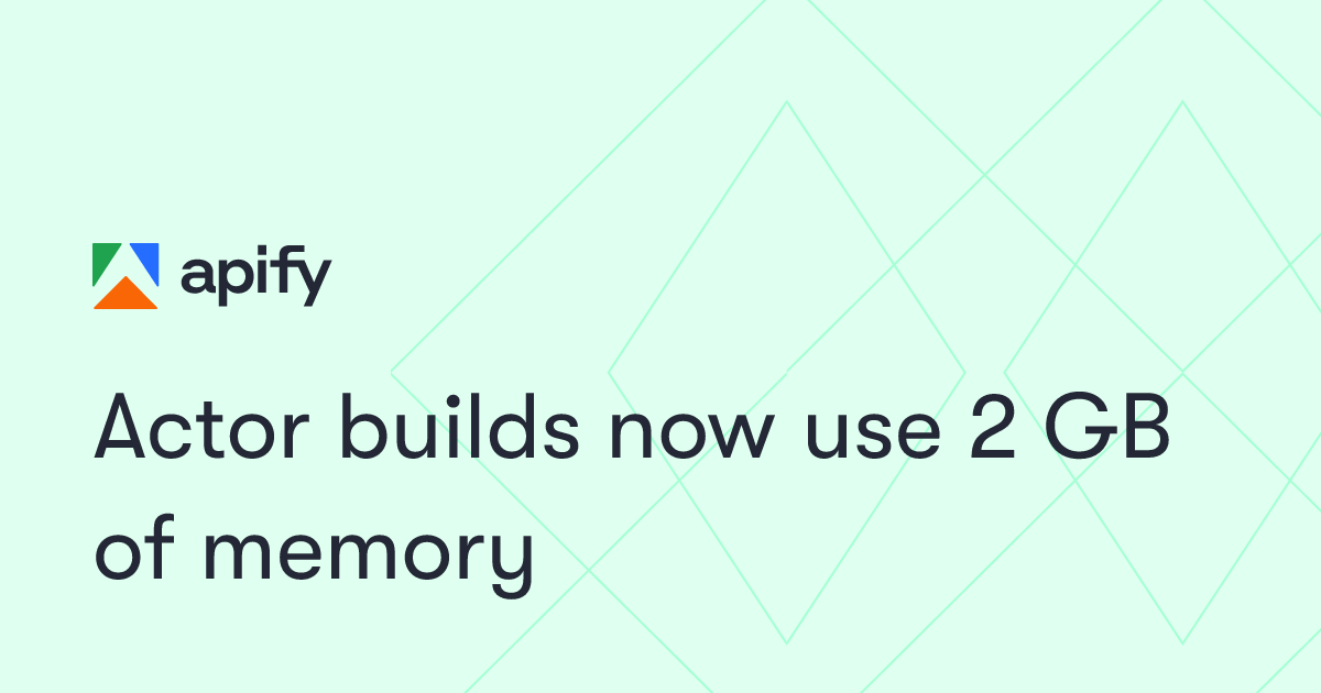 Actor builds now use 2 GB of memory · Change log · Apify