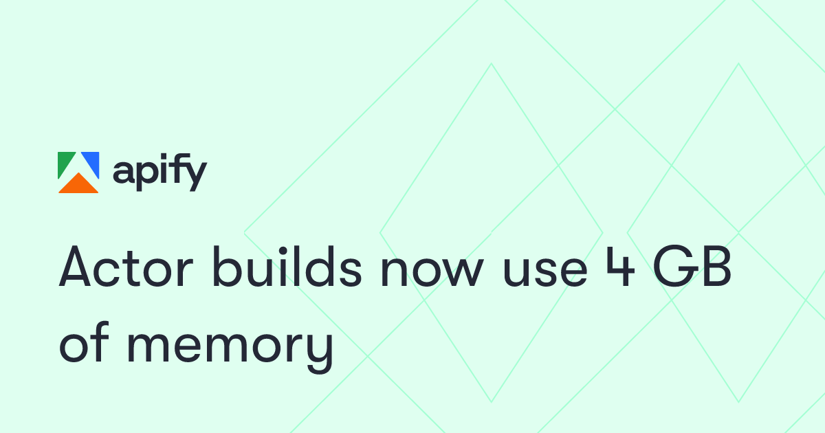 Actor builds now use 4 GB of memory · Change log · Apify