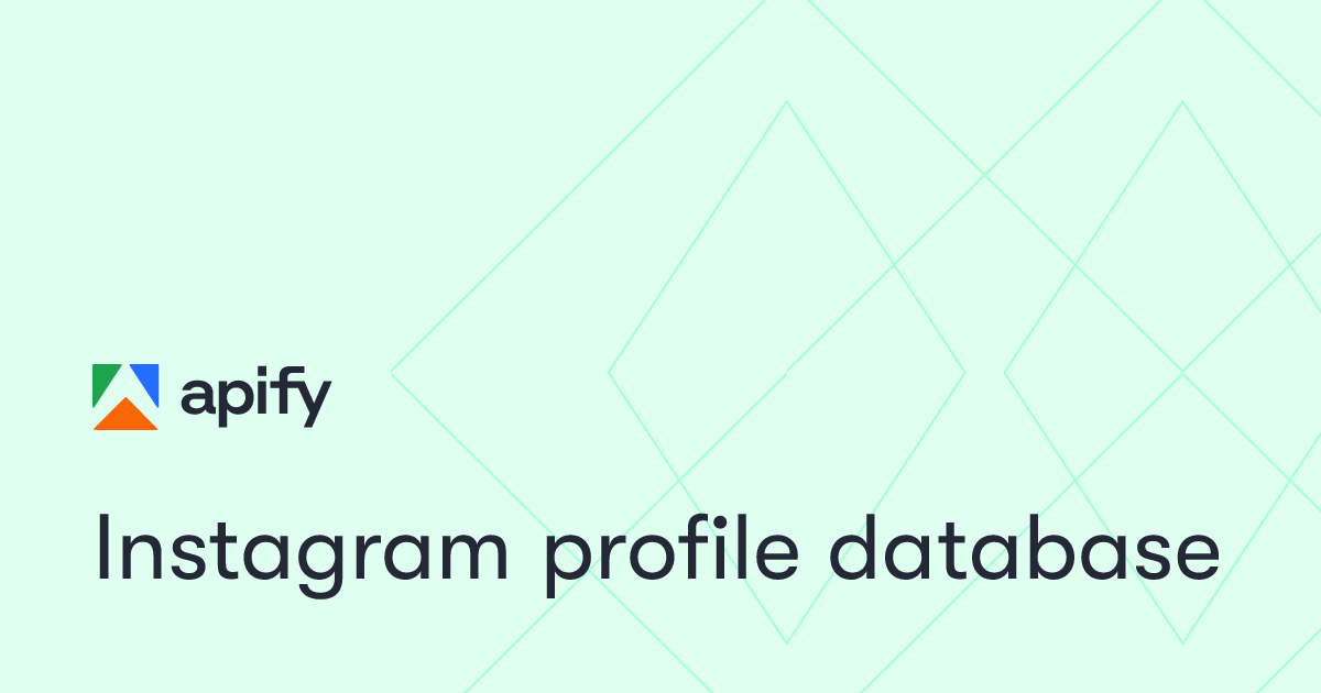 Instagram profile database · Apify
