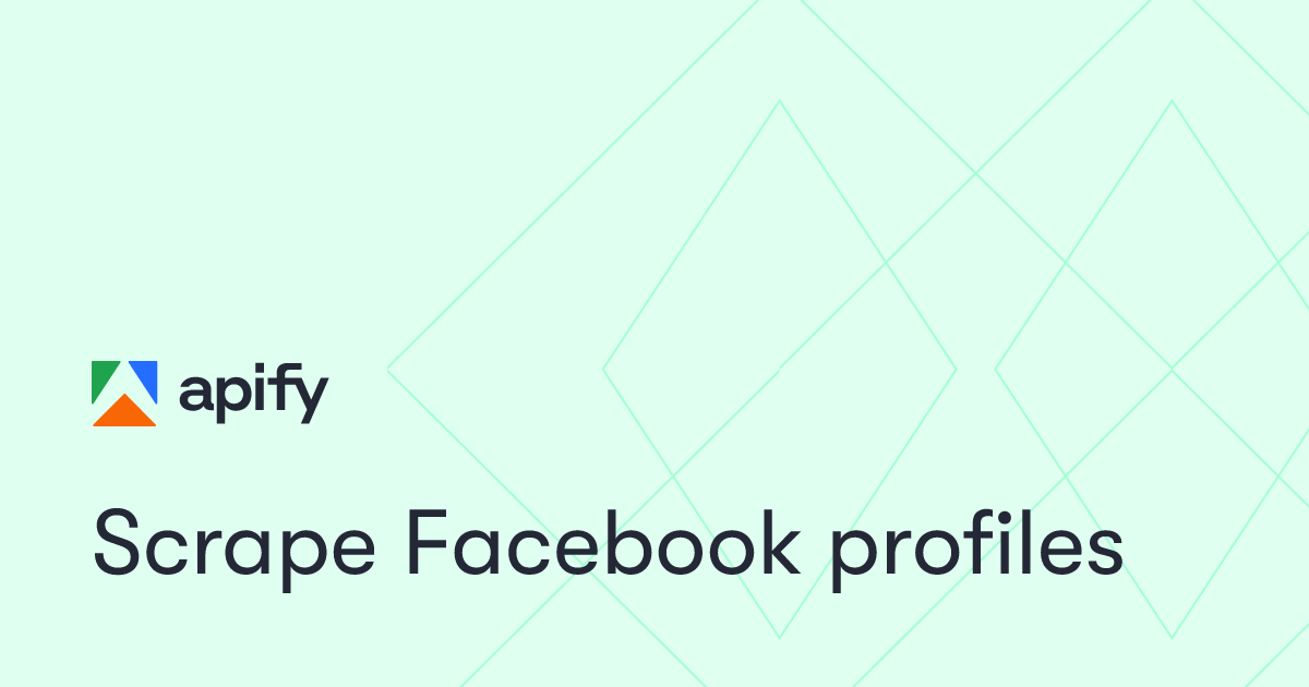 Scrape Facebook profiles · Apify
