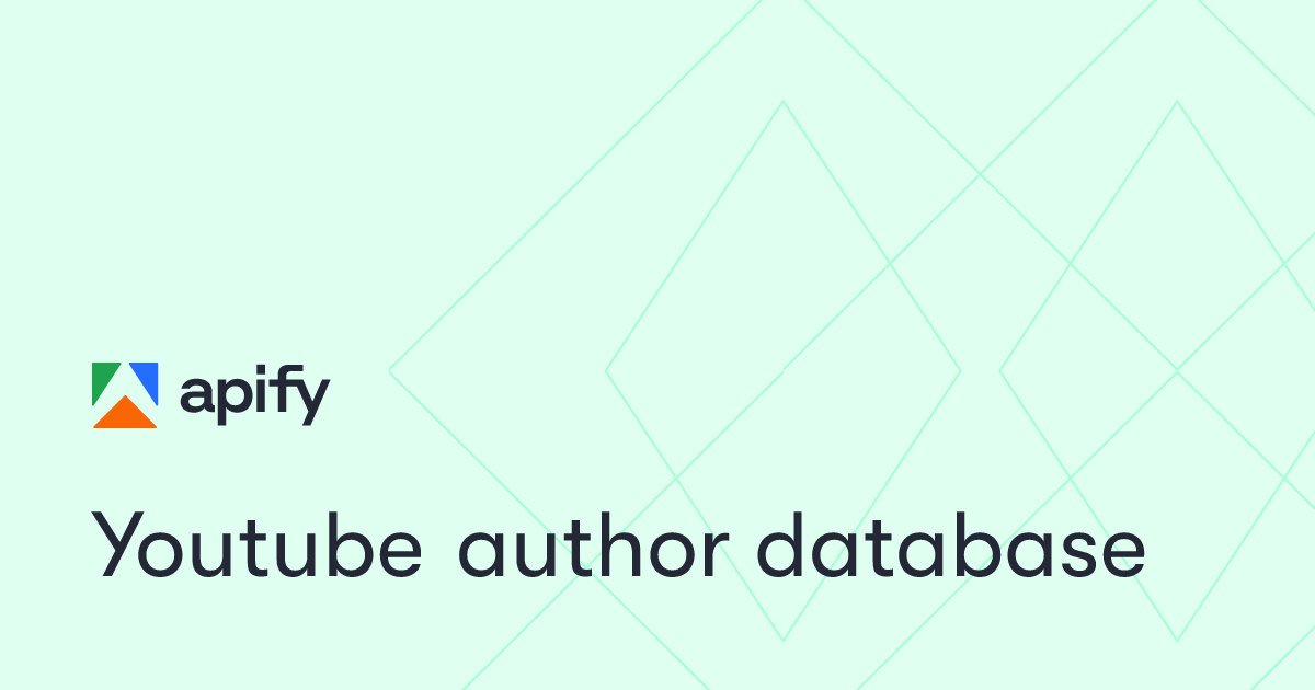Youtube author database · Apify